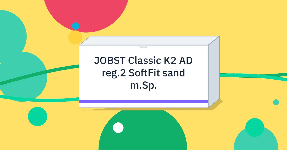 Symbolbild: Packung mit der Aufschrift JOBST Classic K2 AD reg.2 SoftFit sand m.Sp. (PZN 14222081) – Verfügbarkeit und Bezug in Apotheken in Frankfurt am Main