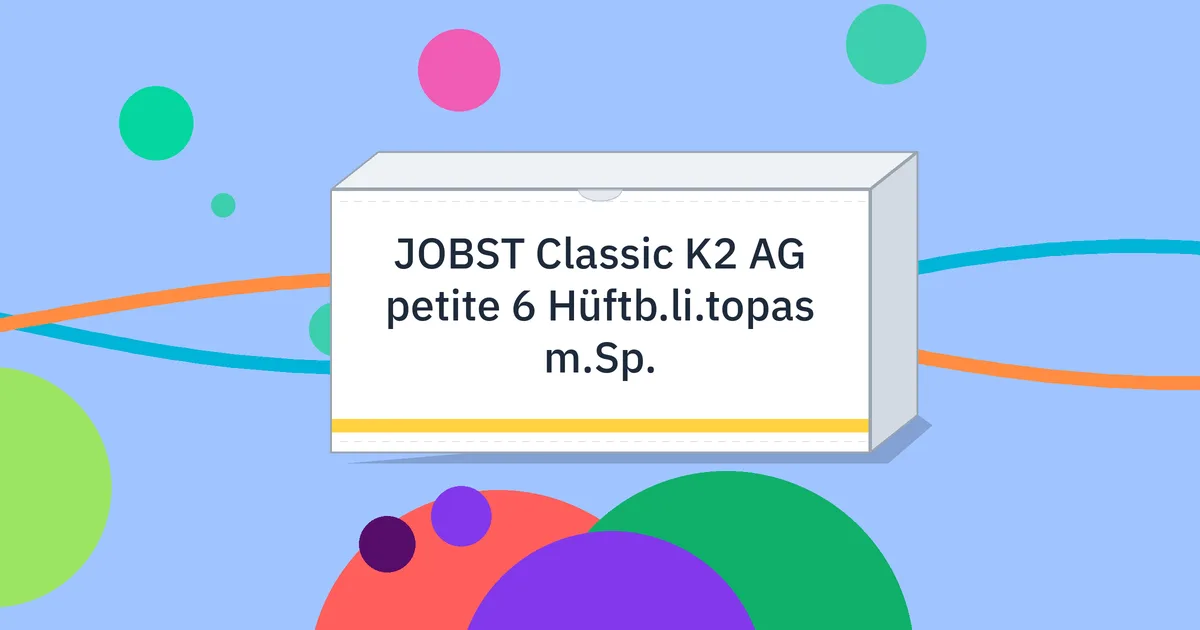 Symbolbild: Packung mit der Aufschrift JOBST Classic K2 AG petite 6 Hüftb.li.topas m.Sp. (PZN 13064467) – Verfügbarkeit und Bezug in Apotheken in Frankfurt am Main