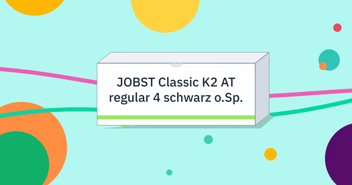 Symbolbild: Packung mit der Aufschrift JOBST Classic K2 AT regular 4 schwarz o.Sp. (PZN 11275912) – Verfügbarkeit und Bezug in Apotheken in Frankfurt am Main