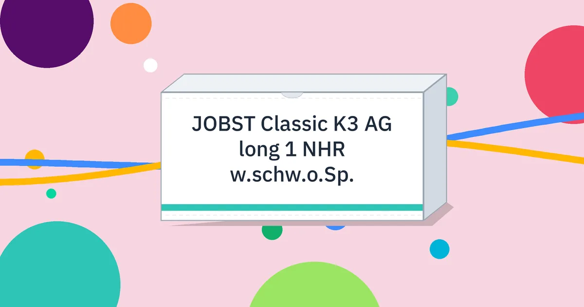 Symbolbild: Packung mit der Aufschrift JOBST Classic K3 AG long 1 NHR w.schw.o.Sp. (PZN 13072389) – Verfügbarkeit und Bezug in Apotheken in Frankfurt am Main