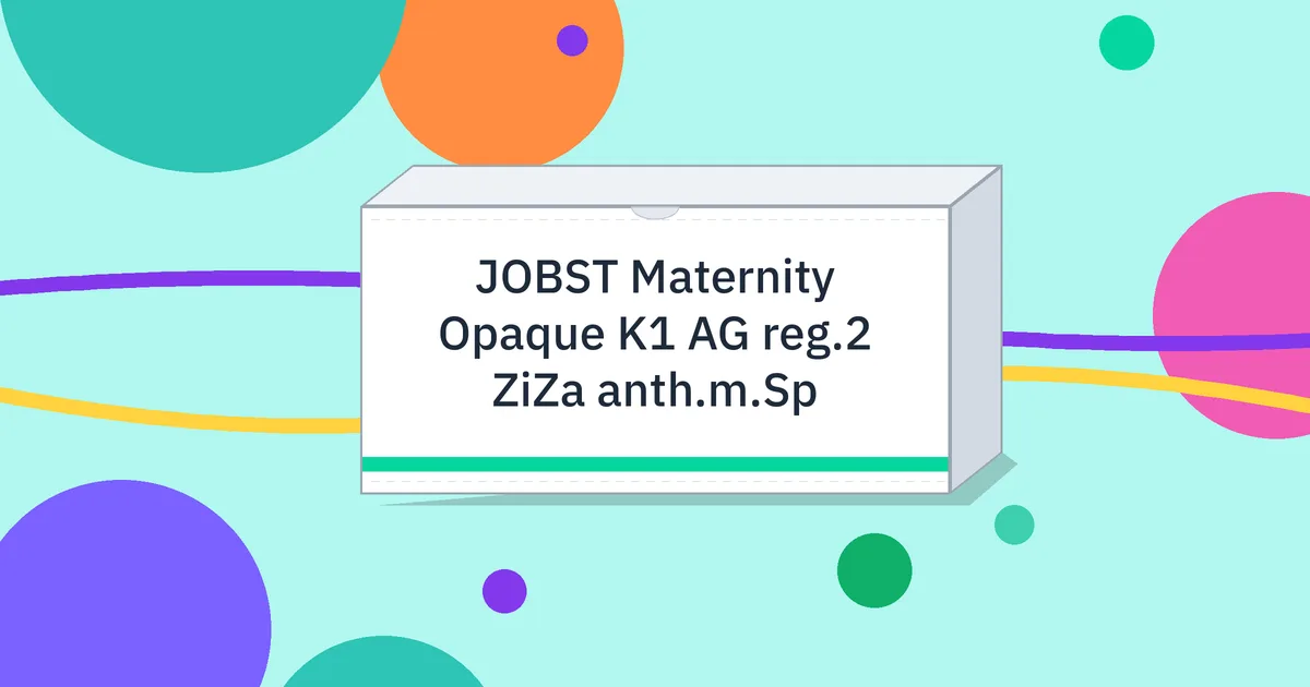 Symbolbild: Packung mit der Aufschrift JOBST Maternity Opaque K1 AG reg.2 ZiZa anth.m.Sp (PZN 15854647) – Verfügbarkeit und Bezug in Apotheken in Frankfurt am Main