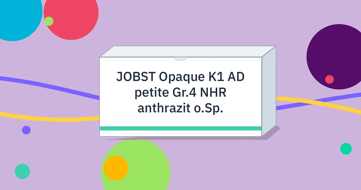 Symbolbild: Packung mit der Aufschrift JOBST Opaque K1 AD petite Gr.4 NHR anthrazit o.Sp. (PZN 16264698) – Verfügbarkeit und Bezug in Apotheken in Frankfurt am Main