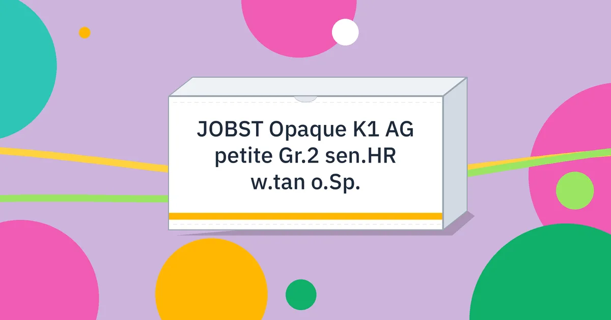 Symbolbild: Packung mit der Aufschrift JOBST Opaque K1 AG petite Gr.2 sen.HR w.tan o.Sp. (PZN 16270233) – Verfügbarkeit und Bezug in Apotheken in Frankfurt am Main