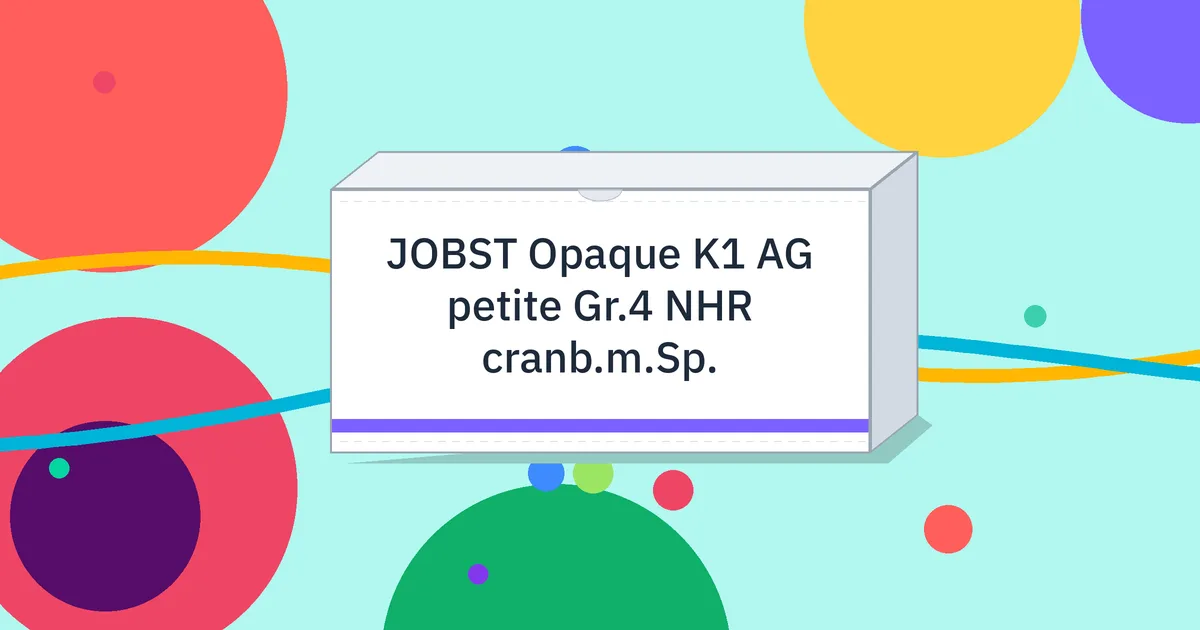 Symbolbild: Packung mit der Aufschrift JOBST Opaque K1 AG petite Gr.4 NHR cranb.m.Sp. (PZN 13084412) – Verfügbarkeit und Bezug in Apotheken in Frankfurt am Main
