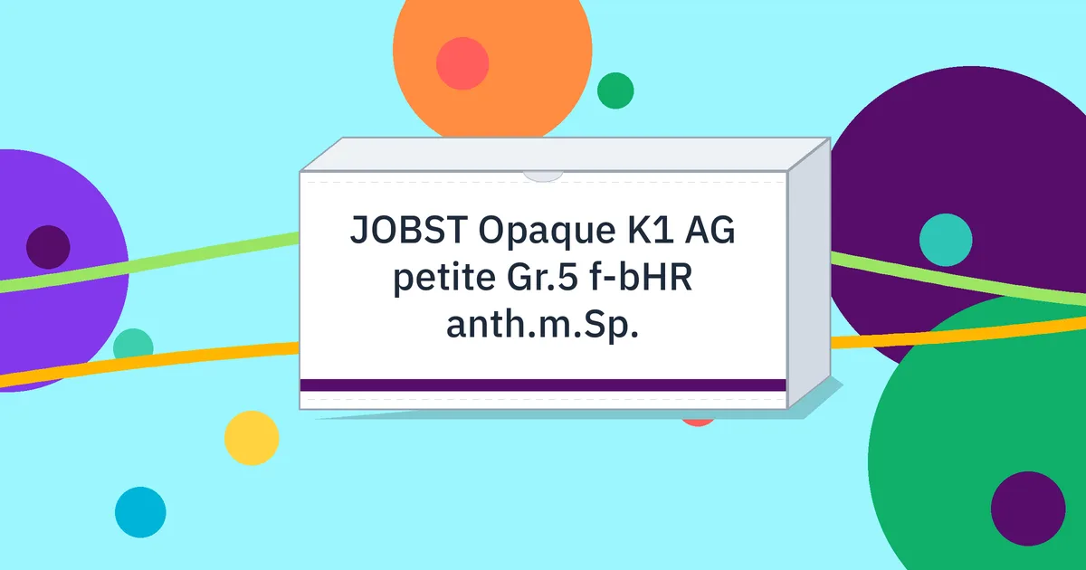 Symbolbild: Packung mit der Aufschrift JOBST Opaque K1 AG petite Gr.5 f-bHR anth.m.Sp. (PZN 16271391) – Verfügbarkeit und Bezug in Apotheken in Frankfurt am Main