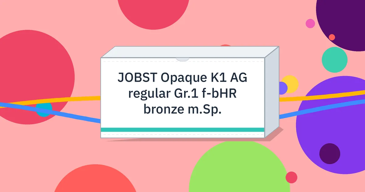 Symbolbild: Packung mit der Aufschrift JOBST Opaque K1 AG regular Gr.1 f-bHR bronze m.Sp. (PZN 13090453) – Verfügbarkeit und Bezug in Apotheken in Frankfurt am Main