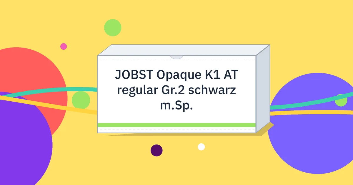 Symbolbild: Packung mit der Aufschrift JOBST Opaque K1 AT regular Gr.2 schwarz m.Sp. (PZN 13107171) – Verfügbarkeit und Bezug in Apotheken in Frankfurt am Main