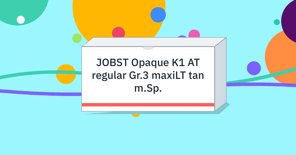 Symbolbild: Packung mit der Aufschrift JOBST Opaque K1 AT regular Gr.3 maxiLT tan m.Sp. (PZN 16275093) – Verfügbarkeit und Bezug in Apotheken in Frankfurt am Main