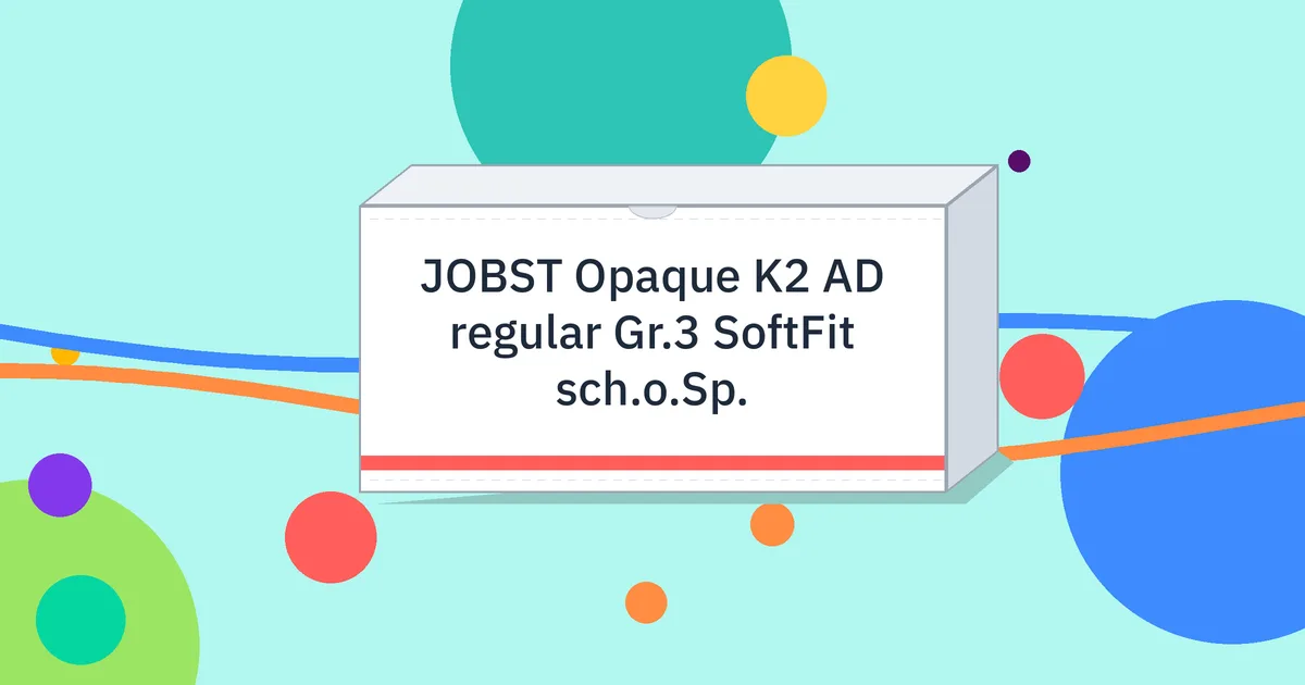 Symbolbild: Packung mit der Aufschrift JOBST Opaque K2 AD regular Gr.3 SoftFit sch.o.Sp. (PZN 11249889) – Verfügbarkeit und Bezug in Apotheken in Frankfurt am Main