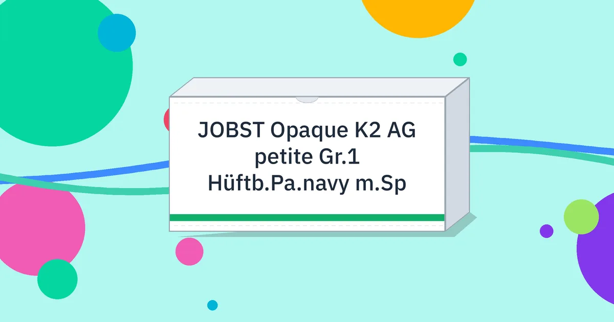 Symbolbild: Packung mit der Aufschrift JOBST Opaque K2 AG petite Gr.1 Hüftb.Pa.navy m.Sp (PZN 13114308) – Verfügbarkeit und Bezug in Apotheken in Frankfurt am Main