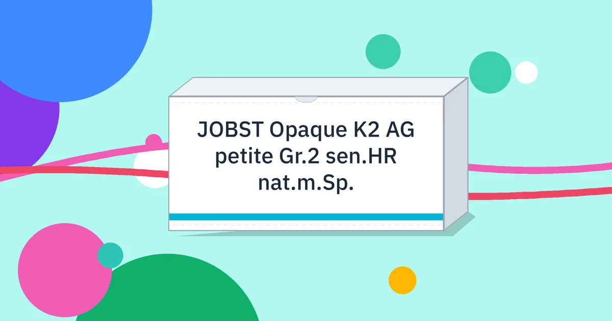 Symbolbild: Packung mit der Aufschrift JOBST Opaque K2 AG petite Gr.2 sen.HR nat.m.Sp. (PZN 12142662) – Verfügbarkeit und Bezug in Apotheken in Frankfurt am Main
