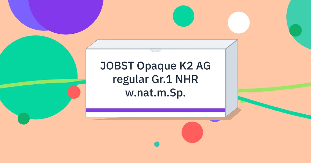 Symbolbild: Packung mit der Aufschrift JOBST Opaque K2 AG regular Gr.1 NHR w.nat.m.Sp. (PZN 11253750) – Verfügbarkeit und Bezug in Apotheken in Frankfurt am Main