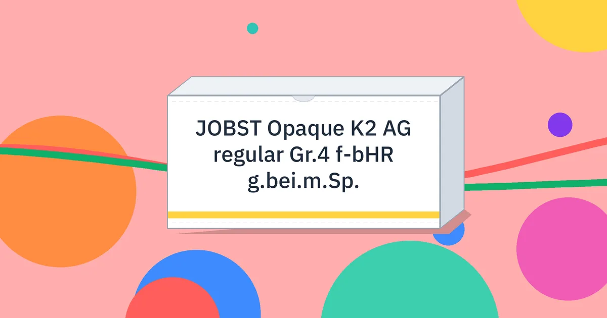 Symbolbild: Packung mit der Aufschrift JOBST Opaque K2 AG regular Gr.4 f-bHR g.bei.m.Sp. (PZN 16280102) – Verfügbarkeit und Bezug in Apotheken in Frankfurt am Main