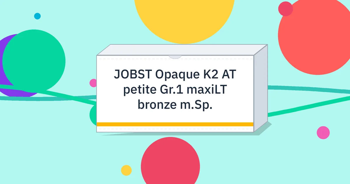 Symbolbild: Packung mit der Aufschrift JOBST Opaque K2 AT petite Gr.1 maxiLT bronze m.Sp. (PZN 13118447) – Verfügbarkeit und Bezug in Apotheken in Frankfurt am Main