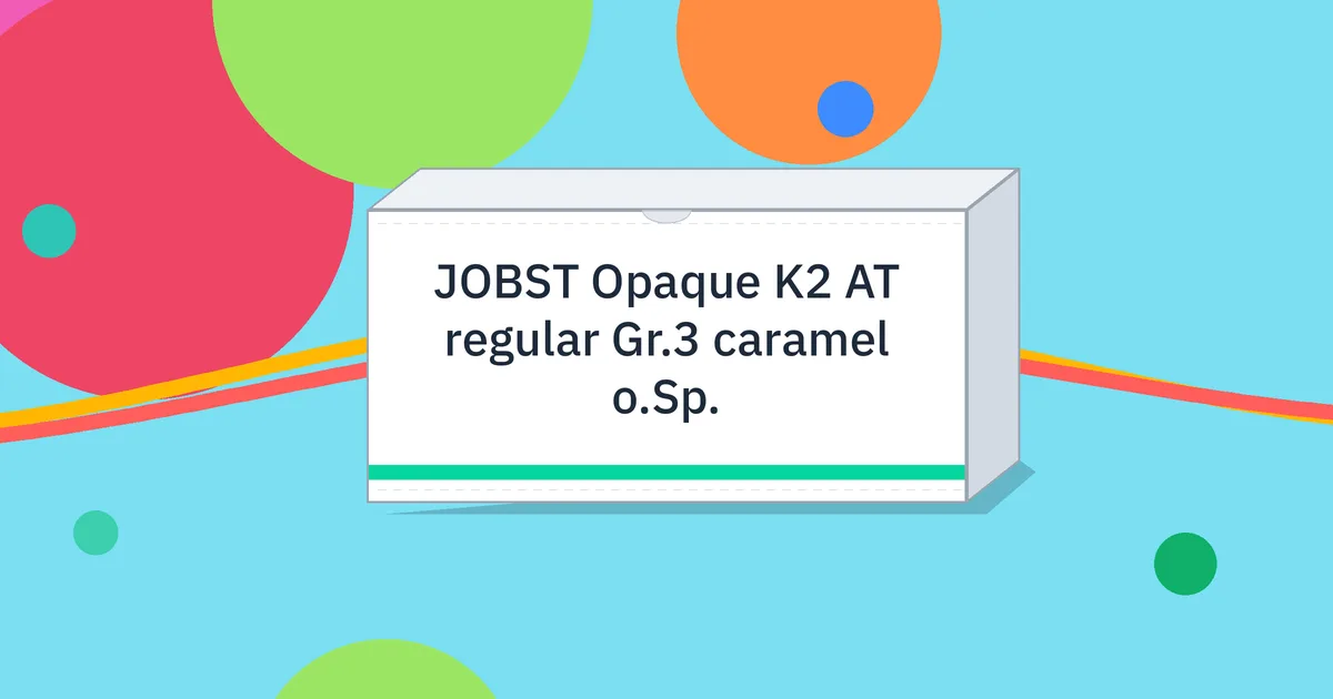 Symbolbild: Packung mit der Aufschrift JOBST Opaque K2 AT regular Gr.3 caramel o.Sp. (PZN 10724041) – Verfügbarkeit und Bezug in Apotheken in Frankfurt am Main