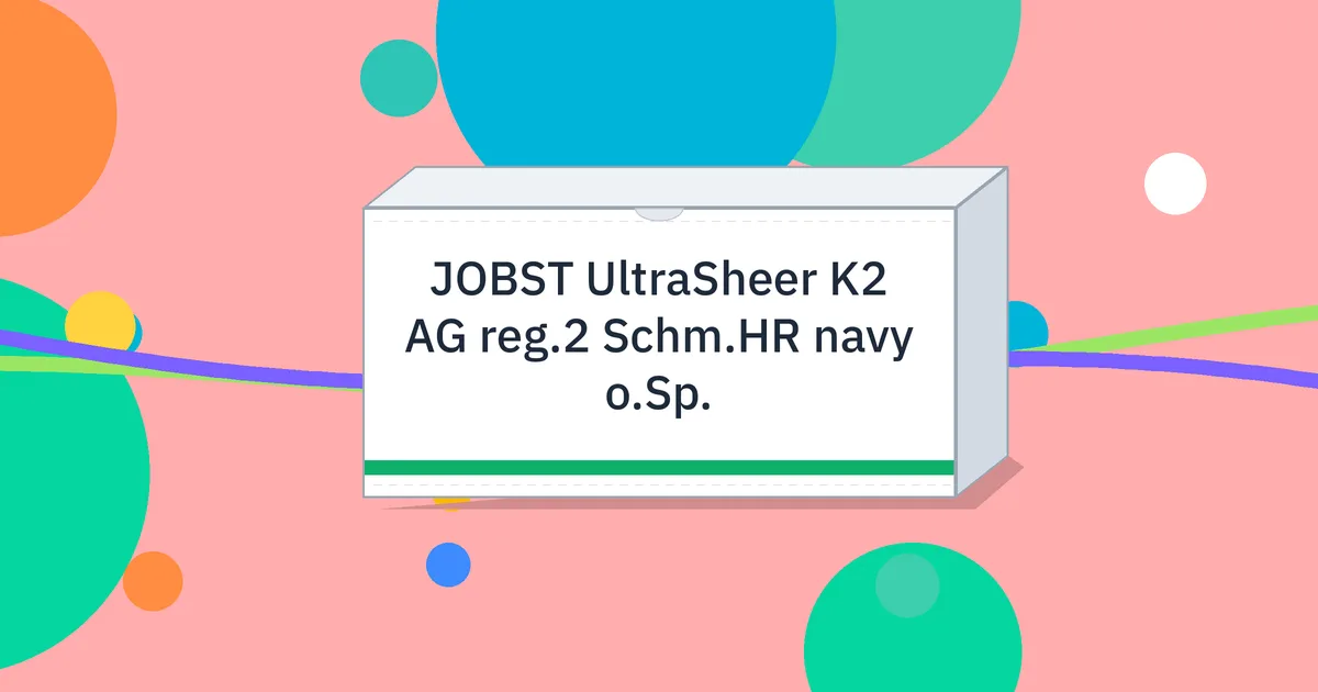 Symbolbild: Packung mit der Aufschrift JOBST UltraSheer K2 AG reg.2 Schm.HR navy o.Sp. (PZN 16303079) – Verfügbarkeit und Bezug in Apotheken in Frankfurt am Main