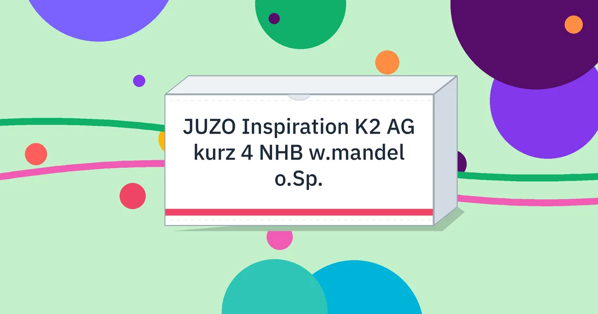 Symbolbild: Packung mit der Aufschrift JUZO Inspiration K2 AG kurz 4 NHB w.mandel o.Sp. (PZN 14949073) – Verfügbarkeit und Bezug in Apotheken in Frankfurt am Main