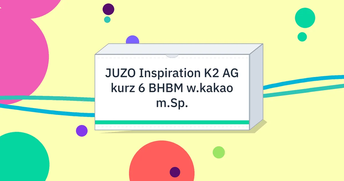 Symbolbild: Packung mit der Aufschrift JUZO Inspiration K2 AG kurz 6 BHBM w.kakao m.Sp. (PZN 14883687) – Verfügbarkeit und Bezug in Apotheken in Frankfurt am Main