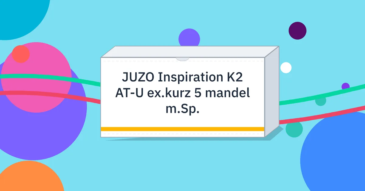 Symbolbild: Packung mit der Aufschrift JUZO Inspiration K2 AT-U ex.kurz 5 mandel m.Sp. (PZN 14965994) – Verfügbarkeit und Bezug in Apotheken in Frankfurt am Main