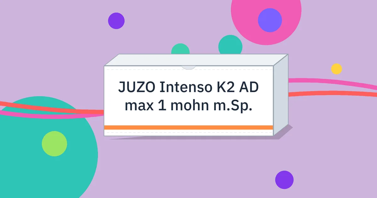 Symbolbild: Packung mit der Aufschrift JUZO Intenso K2 AD max 1 mohn m.Sp. (PZN 18609397) – Verfügbarkeit und Bezug in Apotheken in Frankfurt am Main