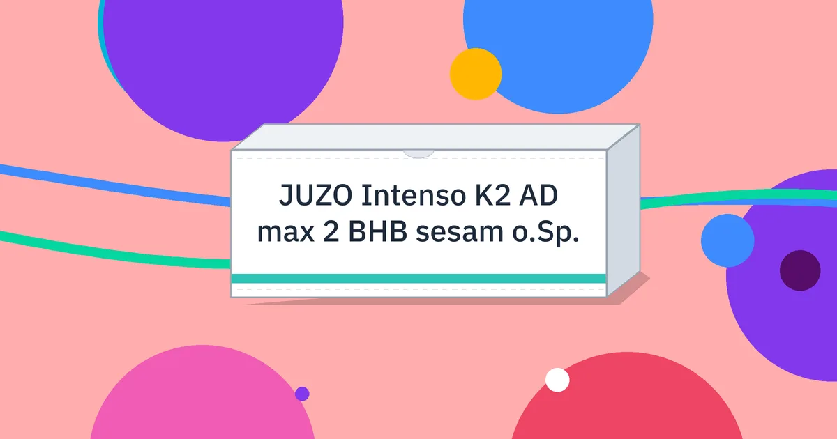 Symbolbild: Packung mit der Aufschrift JUZO Intenso K2 AD max 2 BHB sesam o.Sp. (PZN 18626792) – Verfügbarkeit und Bezug in Apotheken in Frankfurt am Main