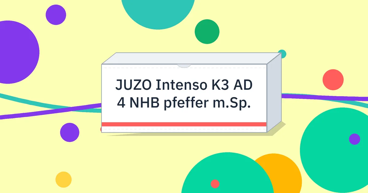 Symbolbild: Packung mit der Aufschrift JUZO Intenso K3 AD 4 NHB pfeffer m.Sp. (PZN 18630753) – Verfügbarkeit und Bezug in Apotheken in Frankfurt am Main