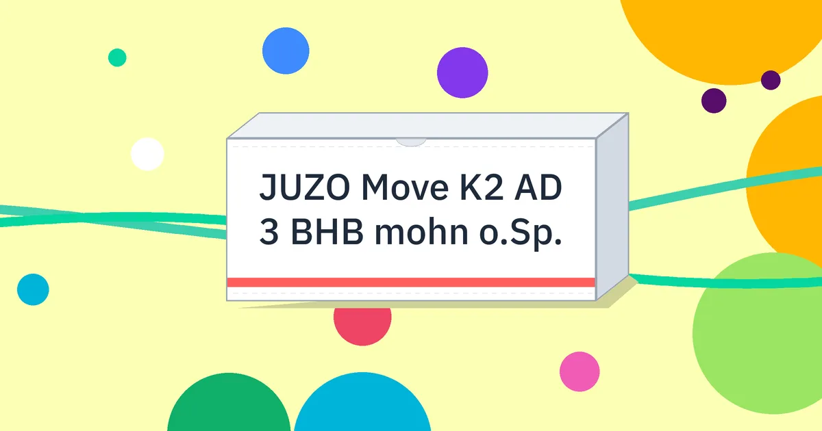Symbolbild: Packung mit der Aufschrift JUZO Move K2 AD 3 BHB mohn o.Sp. (PZN 18540004) – Verfügbarkeit und Bezug in Apotheken in Frankfurt am Main