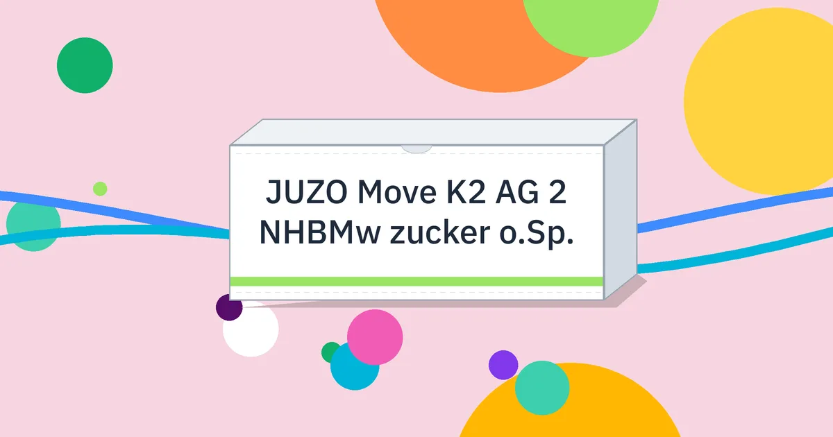 Symbolbild: Packung mit der Aufschrift JUZO Move K2 AG 2 NHBMw zucker o.Sp. (PZN 18525401) – Verfügbarkeit und Bezug in Apotheken in Frankfurt am Main