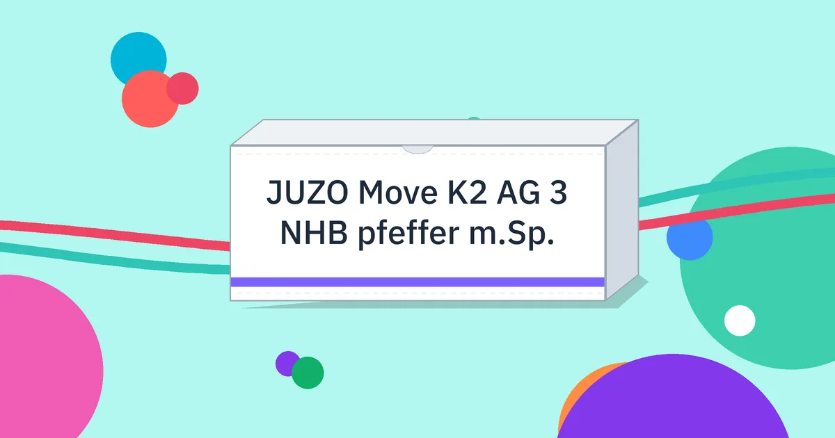 Symbolbild: Packung mit der Aufschrift JUZO Move K2 AG 3 NHB pfeffer m.Sp. (PZN 16636970) – Verfügbarkeit und Bezug in Apotheken in Frankfurt am Main