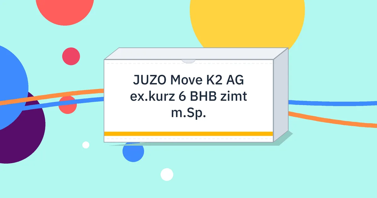 Symbolbild: Packung mit der Aufschrift JUZO Move K2 AG ex.kurz 6 BHB zimt m.Sp. (PZN 18532140) – Verfügbarkeit und Bezug in Apotheken in Frankfurt am Main