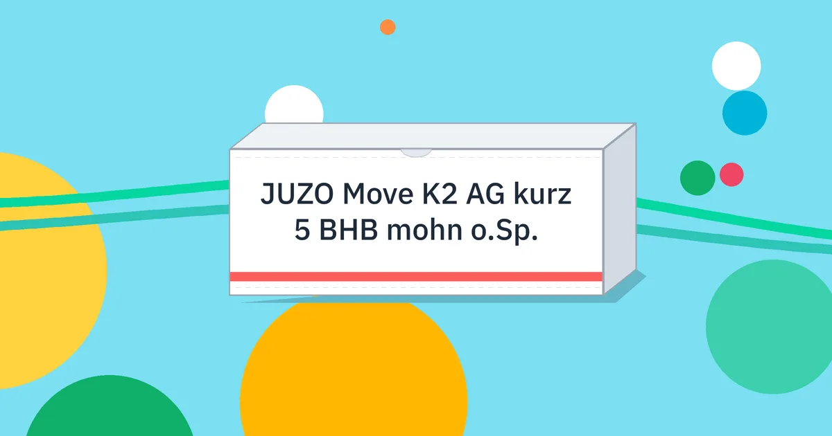 Symbolbild: Packung mit der Aufschrift JUZO Move K2 AG kurz 5 BHB mohn o.Sp. (PZN 18561779) – Verfügbarkeit und Bezug in Apotheken in Frankfurt am Main