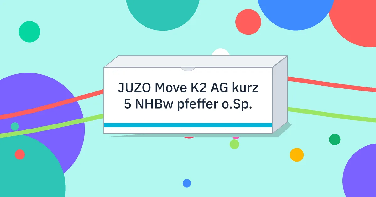 Symbolbild: Packung mit der Aufschrift JUZO Move K2 AG kurz 5 NHBw pfeffer o.Sp. (PZN 16641356) – Verfügbarkeit und Bezug in Apotheken in Frankfurt am Main