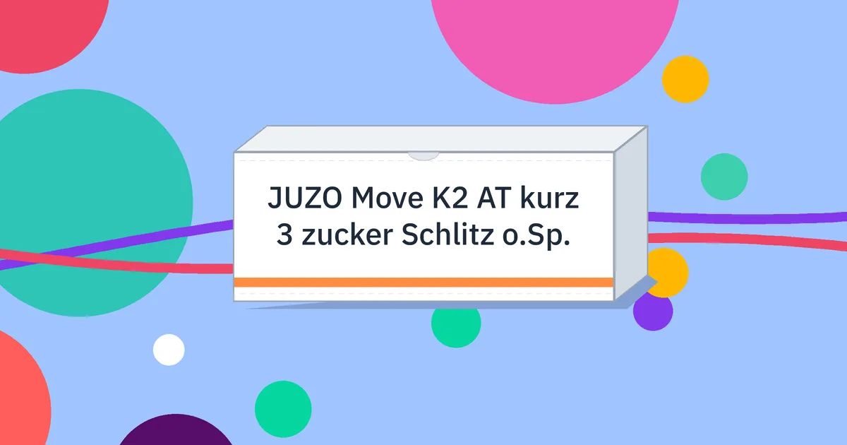 Symbolbild: Packung mit der Aufschrift JUZO Move K2 AT kurz 3 zucker Schlitz o.Sp. (PZN 20676202) – Verfügbarkeit und Bezug in Apotheken in Frankfurt am Main