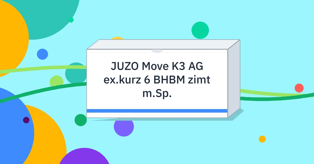 Symbolbild: Packung mit der Aufschrift JUZO Move K3 AG ex.kurz 6 BHBM zimt m.Sp. (PZN 18584007) – Verfügbarkeit und Bezug in Apotheken in Frankfurt am Main