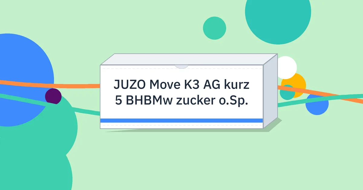 Symbolbild: Packung mit der Aufschrift JUZO Move K3 AG kurz 5 BHBMw zucker o.Sp. (PZN 18582149) – Verfügbarkeit und Bezug in Apotheken in Frankfurt am Main