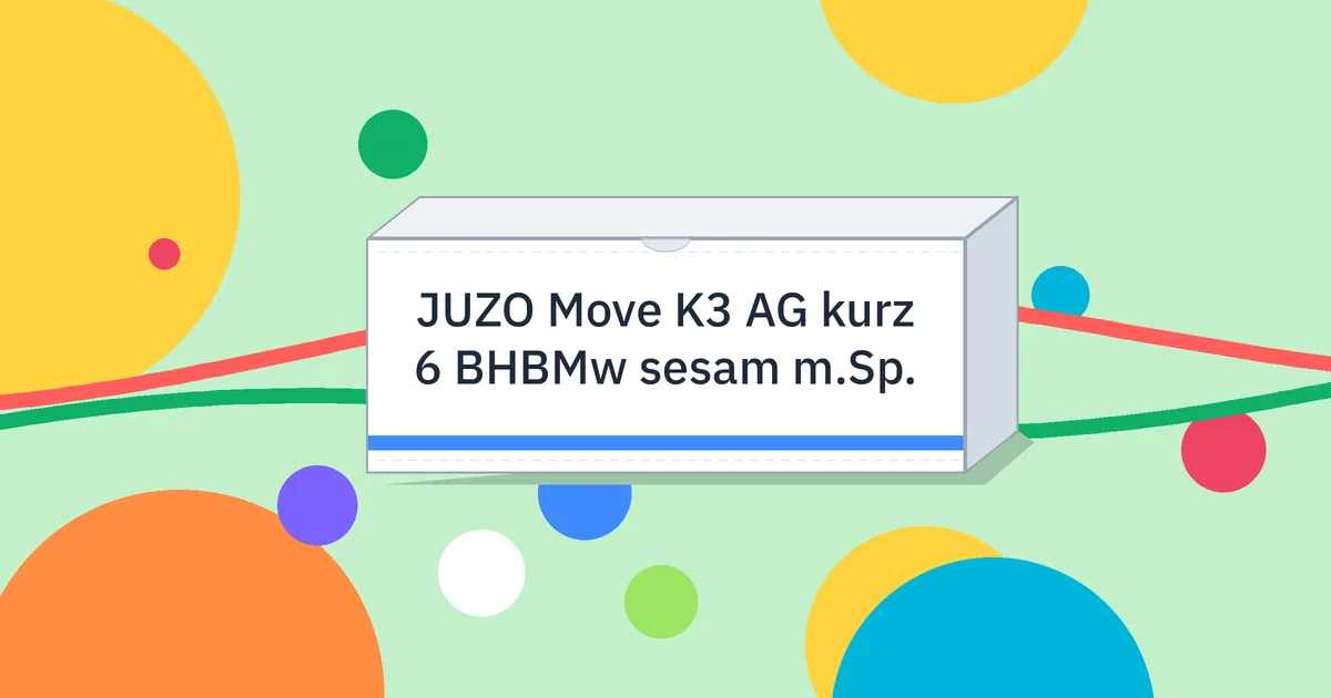Symbolbild: Packung mit der Aufschrift JUZO Move K3 AG kurz 6 BHBMw sesam m.Sp. (PZN 18580357) – Verfügbarkeit und Bezug in Apotheken in Frankfurt am Main