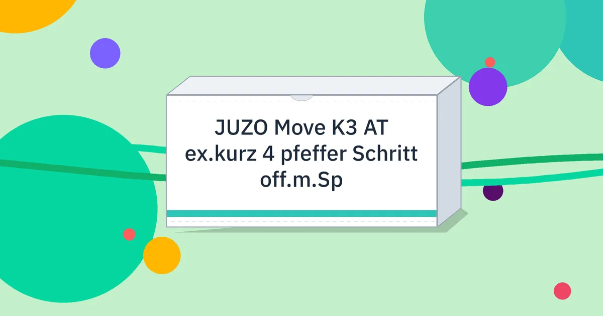 Symbolbild: Packung mit der Aufschrift JUZO Move K3 AT ex.kurz 4 pfeffer Schritt off.m.Sp (PZN 20680416) – Verfügbarkeit und Bezug in Apotheken in Frankfurt am Main