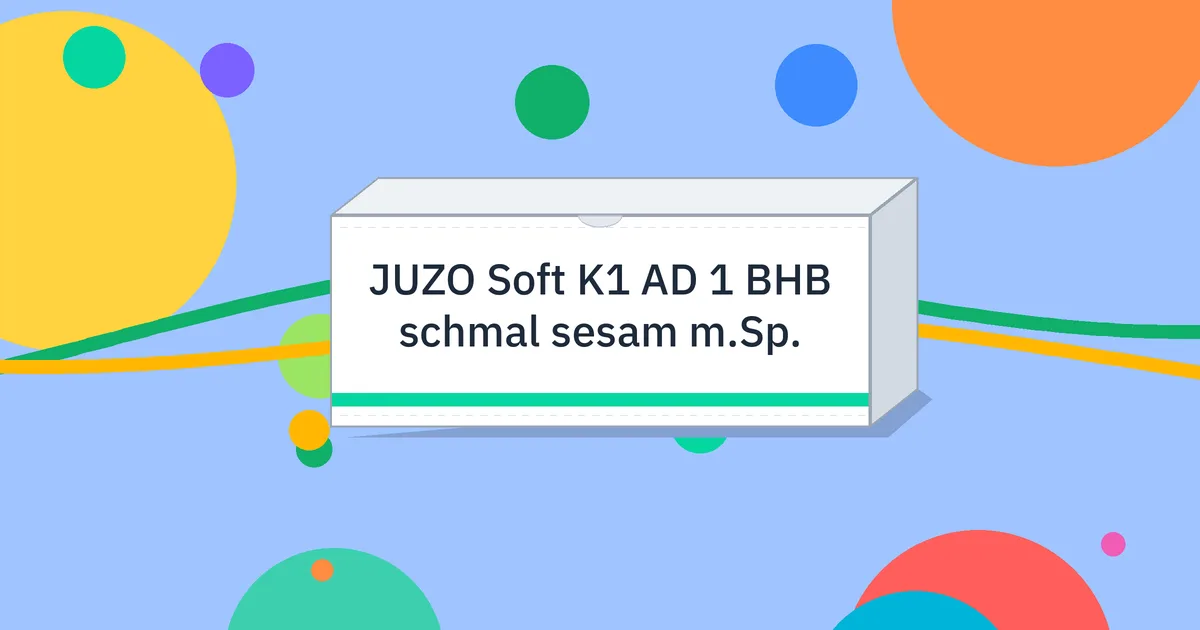 Symbolbild: Packung mit der Aufschrift JUZO Soft K1 AD 1 BHB schmal sesam m.Sp. (PZN 15460960) – Verfügbarkeit und Bezug in Apotheken in Frankfurt am Main