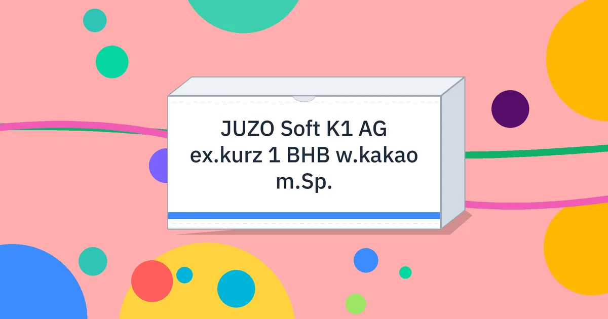 Symbolbild: Packung mit der Aufschrift JUZO Soft K1 AG ex.kurz 1 BHB w.kakao m.Sp. (PZN 14839746) – Verfügbarkeit und Bezug in Apotheken in Frankfurt am Main