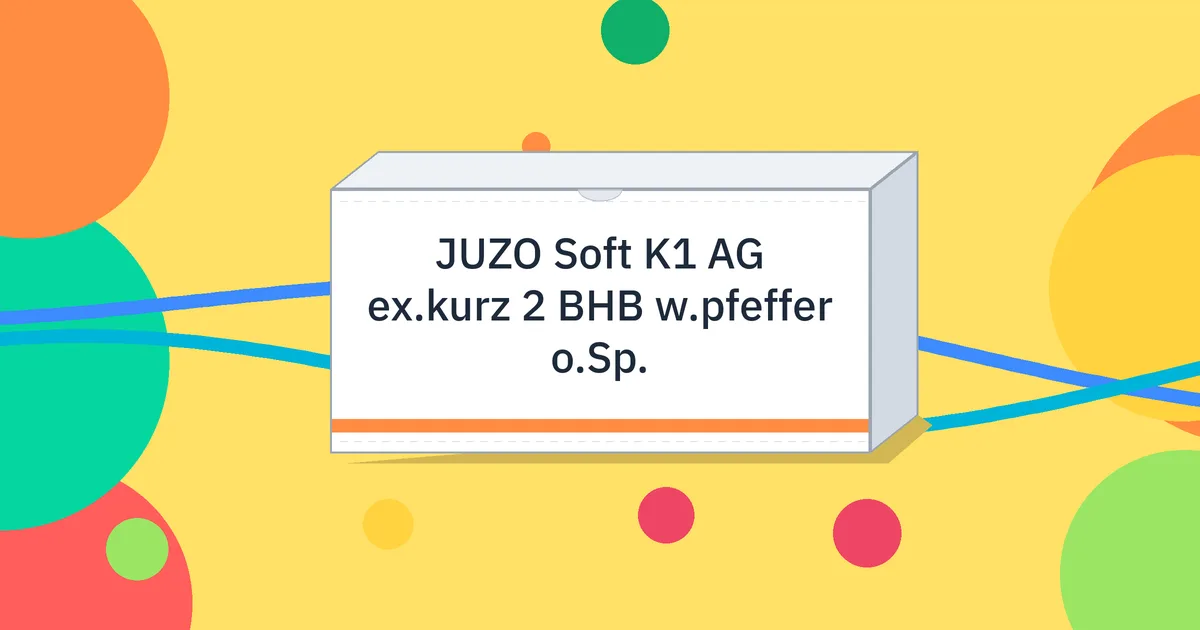 Symbolbild: Packung mit der Aufschrift JUZO Soft K1 AG ex.kurz 2 BHB w.pfeffer o.Sp. (PZN 14839893) – Verfügbarkeit und Bezug in Apotheken in Frankfurt am Main