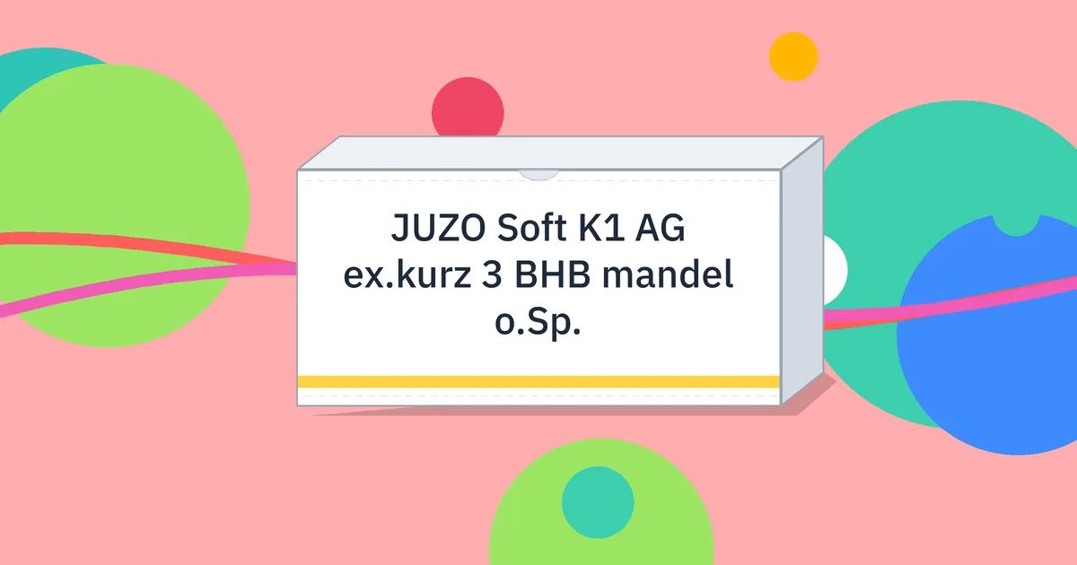 Symbolbild: Packung mit der Aufschrift JUZO Soft K1 AG ex.kurz 3 BHB mandel o.Sp. (PZN 14824354) – Verfügbarkeit und Bezug in Apotheken in Frankfurt am Main