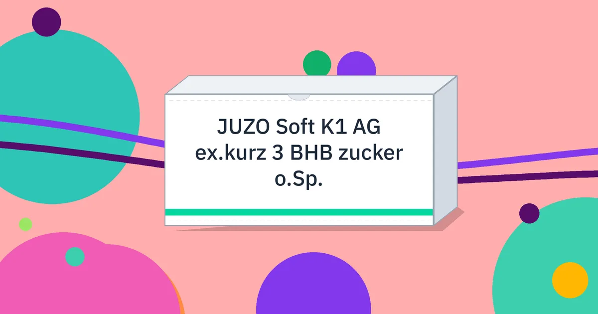 Symbolbild: Packung mit der Aufschrift JUZO Soft K1 AG ex.kurz 3 BHB zucker o.Sp. (PZN 14823900) – Verfügbarkeit und Bezug in Apotheken in Frankfurt am Main