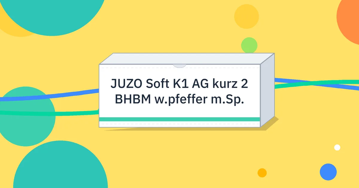 Symbolbild: Packung mit der Aufschrift JUZO Soft K1 AG kurz 2 BHBM w.pfeffer m.Sp. (PZN 14863348) – Verfügbarkeit und Bezug in Apotheken in Frankfurt am Main