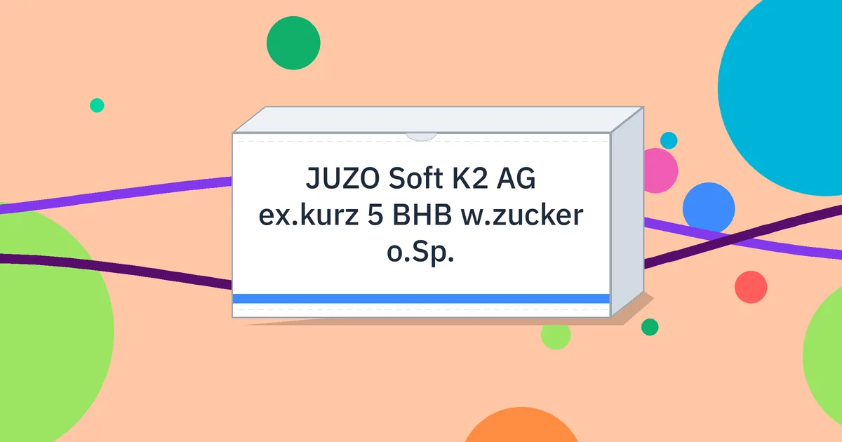Symbolbild: Packung mit der Aufschrift JUZO Soft K2 AG ex.kurz 5 BHB w.zucker o.Sp. (PZN 14843794) – Verfügbarkeit und Bezug in Apotheken in Frankfurt am Main