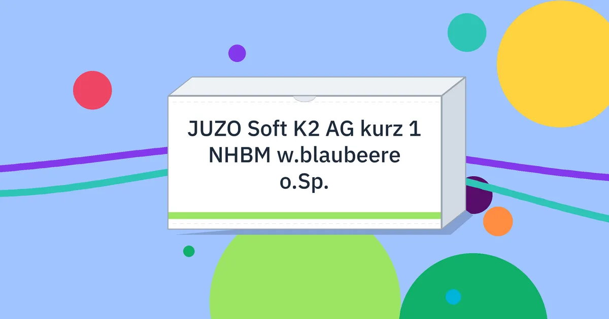 Symbolbild: Packung mit der Aufschrift JUZO Soft K2 AG kurz 1 NHBM w.blaubeere o.Sp. (PZN 15019583) – Verfügbarkeit und Bezug in Apotheken in Frankfurt am Main