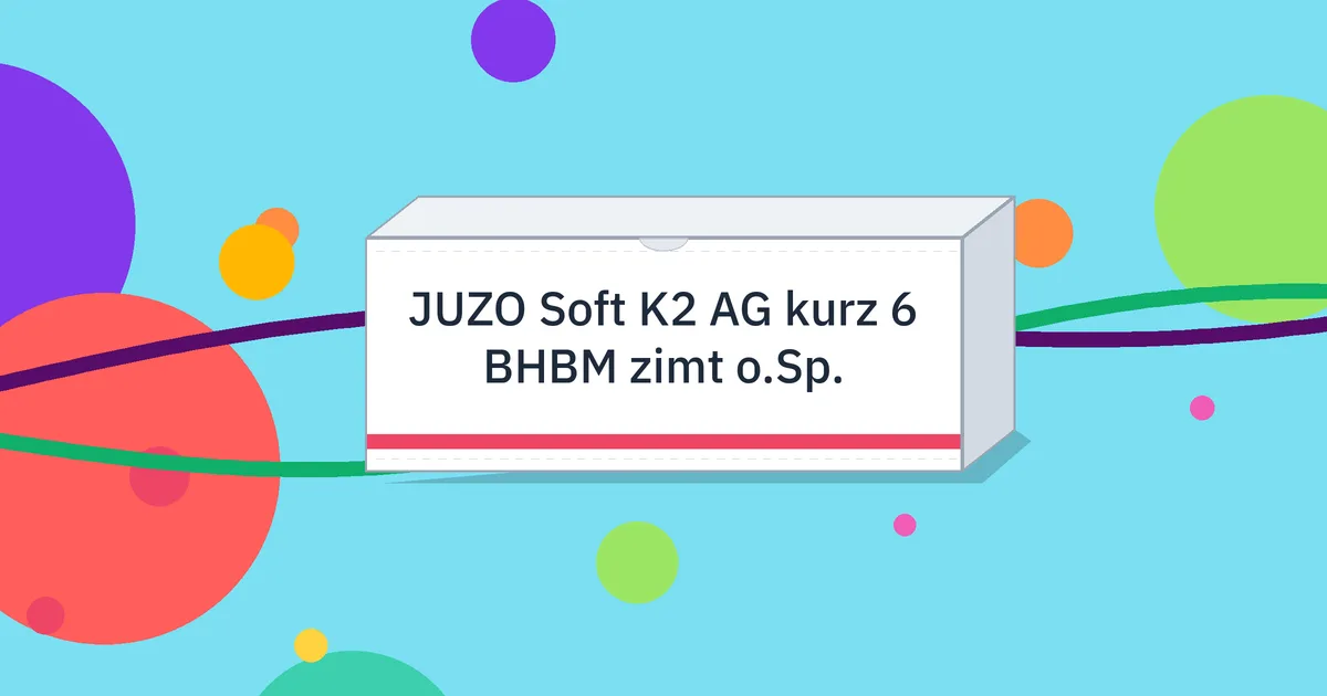 Symbolbild: Packung mit der Aufschrift JUZO Soft K2 AG kurz 6 BHBM zimt o.Sp. (PZN 14861504) – Verfügbarkeit und Bezug in Apotheken in Frankfurt am Main