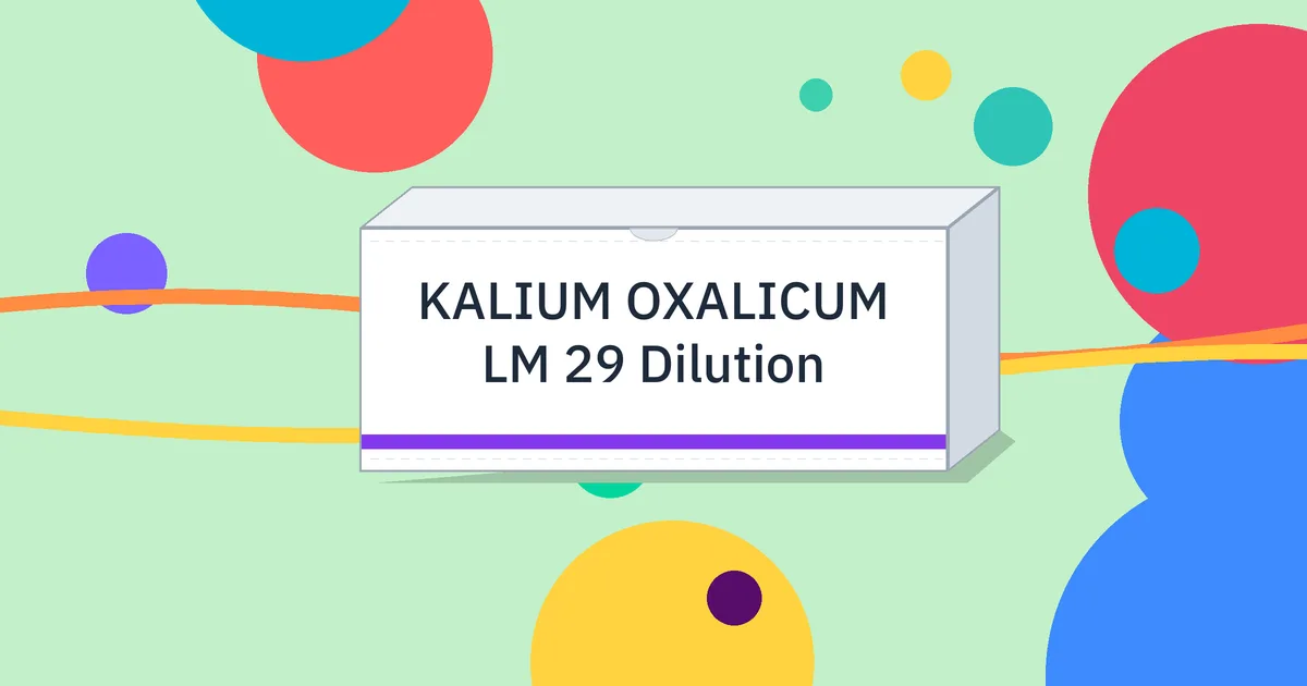 Symbolbild: Packung mit der Aufschrift KALIUM OXALICUM LM 29 Dilution (PZN 12923833) – Verfügbarkeit und Bezug in Apotheken in Frankfurt am Main