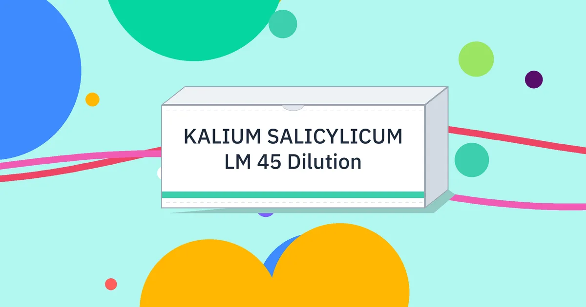Symbolbild: Packung mit der Aufschrift KALIUM SALICYLICUM LM 45 Dilution (PZN 12925660) – Verfügbarkeit und Bezug in Apotheken in Frankfurt am Main