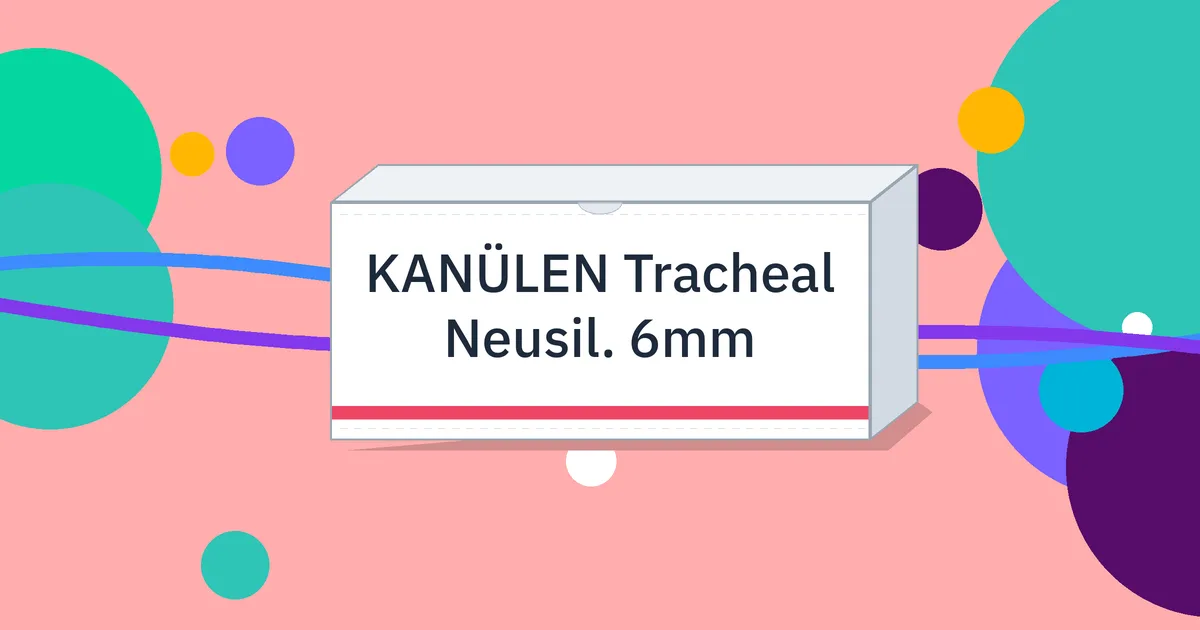 Symbolbild: Packung mit der Aufschrift KANÜLEN Tracheal Neusil. 6mm (PZN 01965610) – Verfügbarkeit und Bezug in Apotheken in Frankfurt am Main