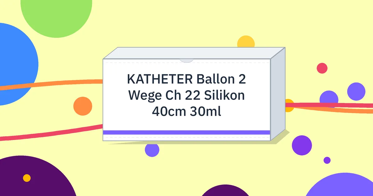 Symbolbild: Packung mit der Aufschrift KATHETER Ballon 2 Wege Ch 22 Silikon 40cm 30ml (PZN 06902376) – Verfügbarkeit und Bezug in Apotheken in Frankfurt am Main